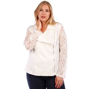 Jackets & Coats | 1x3x Plus Size Lace Panel Jacket Gold Zipper | Poshmark